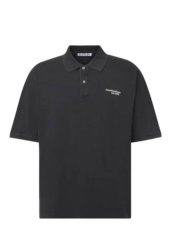 Acne Studios Cotton Piqué Polo Shirt - Black