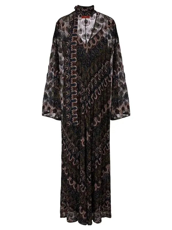 Missoni Chevron Lamé Maxi Dress - Brown