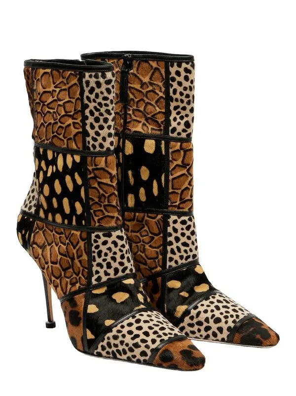 Manolo Blahnik Trulona 105 Calf Hair Ankle Boots - Brown