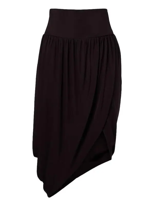Alaïa Twisted Asymmetric Jersey Midi Skirt - Brown