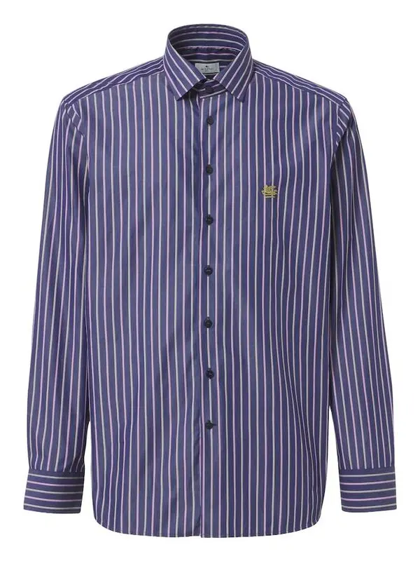 Etro Striped Cotton Shirt - Blue