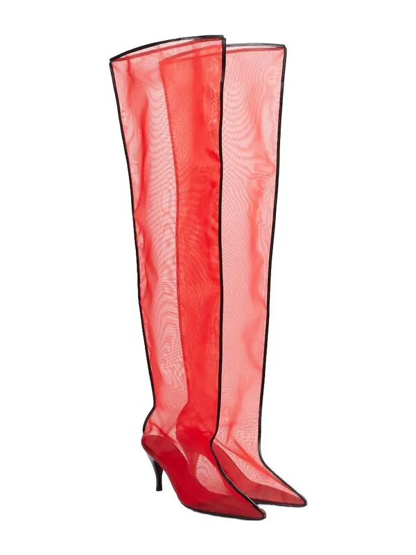HERBERT LEVINE Mesh Knee-high Boots - Red