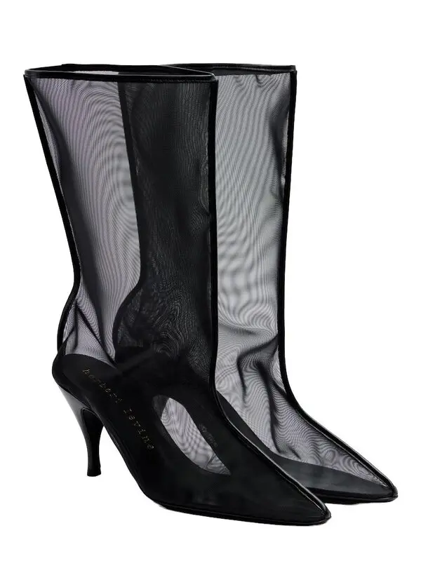 HERBERT LEVINE Mid-calf Mesh Boots - Black