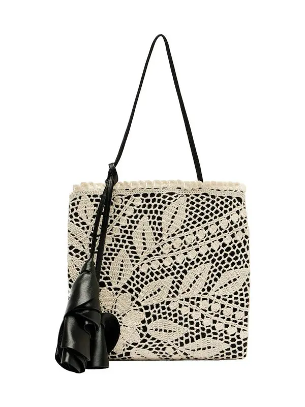 Magda Butrym Julia Small Crochet Leather-trimmed Tote Bag - Black