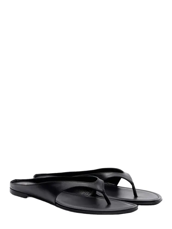 HERBERT LEVINE Calf Leather Thong Sandals - Black