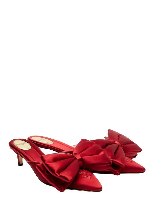 Valentino Garavani Yolande 45 Bow-detail Satin Mules - Red