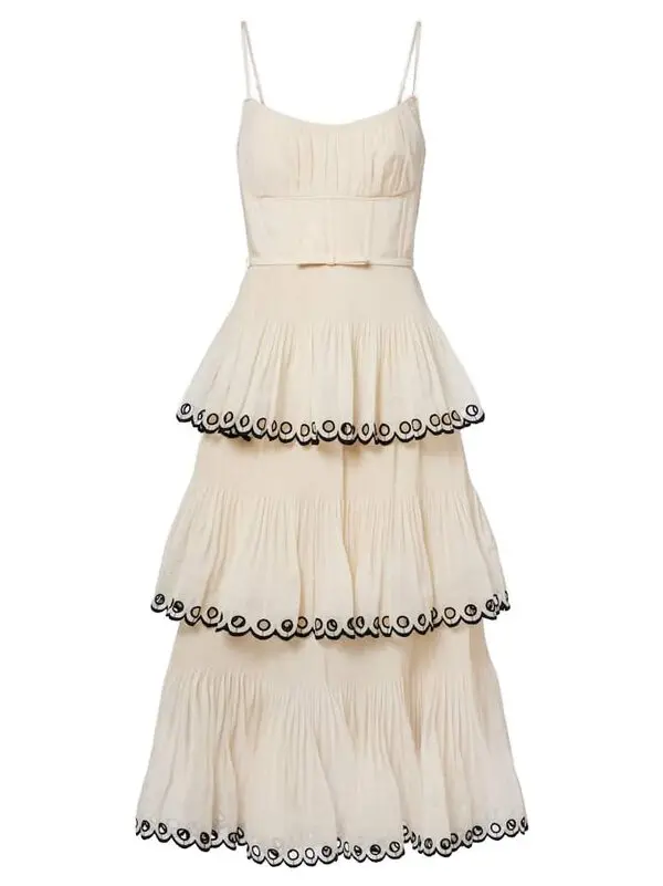 Zimmermann Embroidered Bustier Dress - Beige