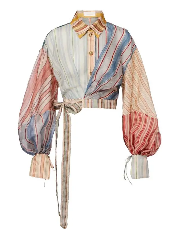 Zimmermann Rebellion Striped Linen And Silk Blouse - Multicoloured