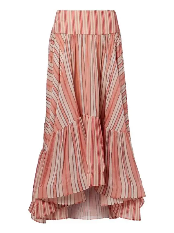 Zimmermann Rebellion Striped Midi Skirt - Red