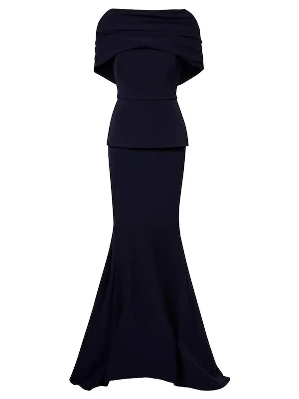 Safiyaa Loura Off-shoulder Crêpe Gown - Blue