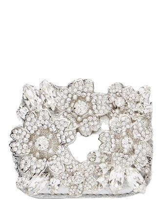ROGER VIVIER Efflorescence Mini Metallic Leather Clutch - Silver