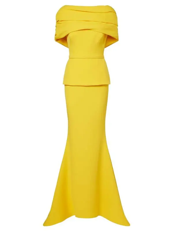 Safiyaa Loura Off-shoulder Crêpe Gown - Yellow
