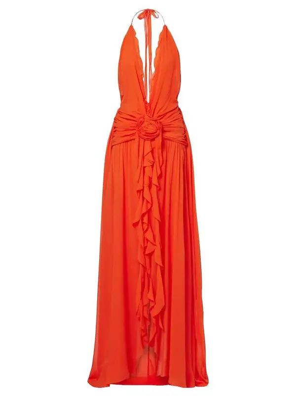 Blumarine Georgette Maxi Gown - Orange