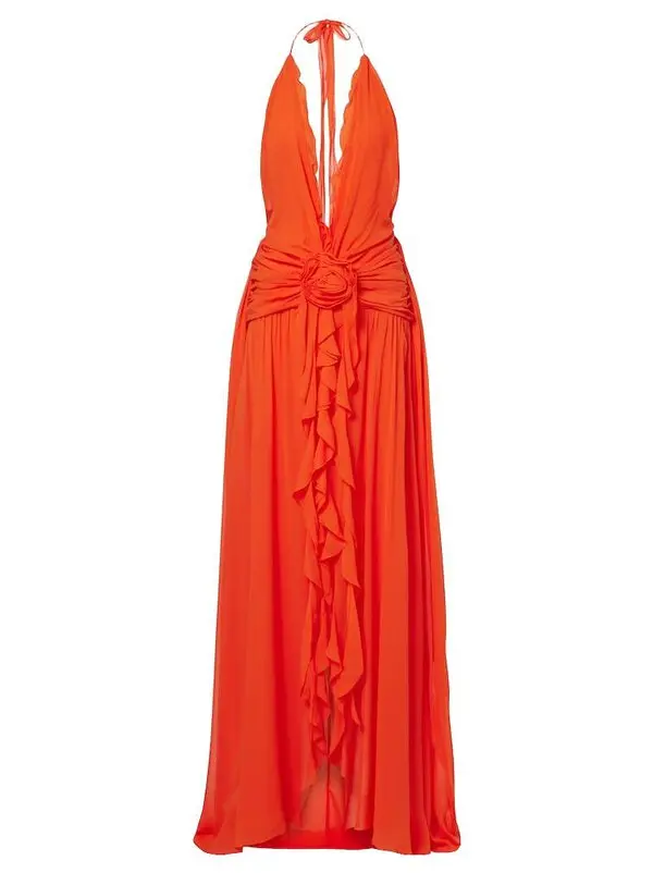 Blumarine Georgette Maxi Gown - Orange