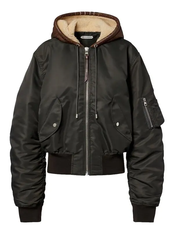 JW Anderson Shearling-trimmed Bomber Jacket - Green