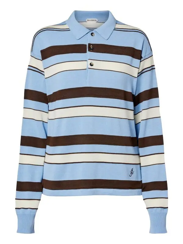 JW Anderson Striped Polo Shirt - Blue