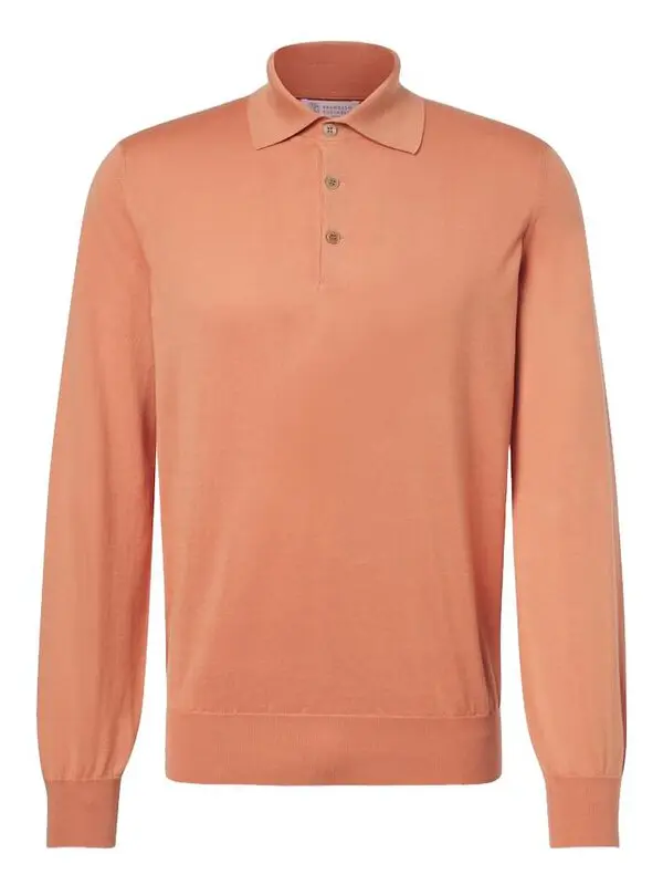 Brunello Cucinelli Cotton Polo Sweater - Orange