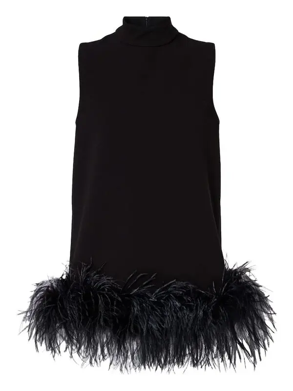 Max Mara Feather-trimmed Top - Black