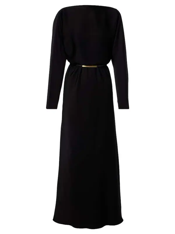 Max Mara Draped Satin Gown - Black