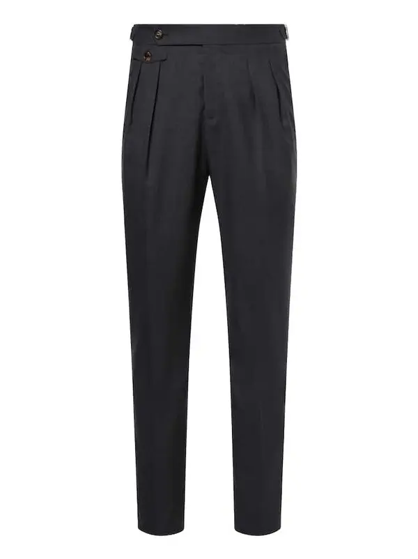 Brunello Cucinelli Virgin Wool Straight Pants - Grey