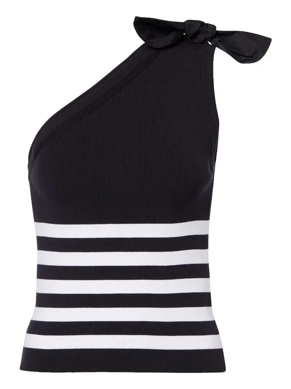 Patou Striped One-shoulder Top - Black