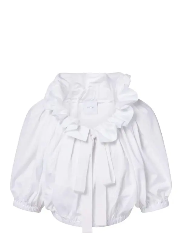 Patou Ruffled Cropped Cotton Top - White