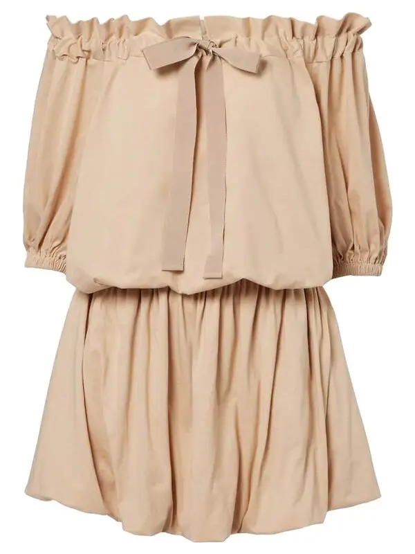 Patou Tie-neck Mini Dress - Beige