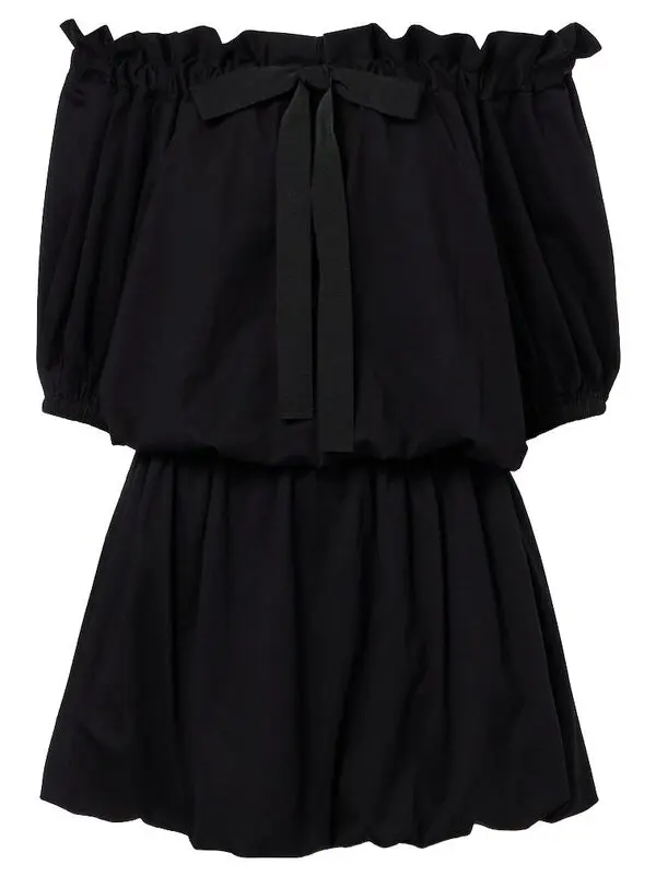 PATOU Tie-neck Cotton Faille Mini Dress - Black