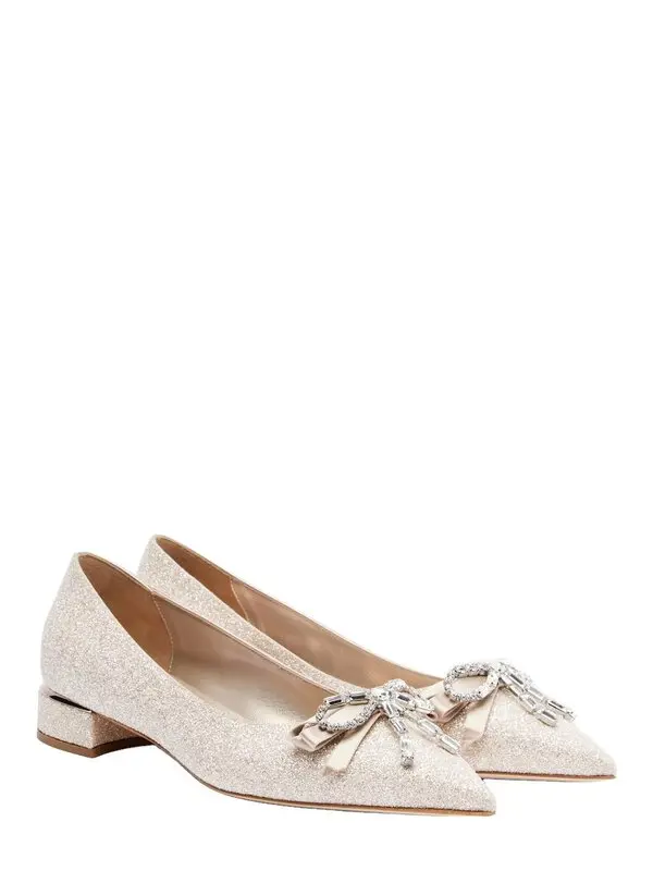 JIMMY CHOO Auria Embellished Ballet Flats - Beige