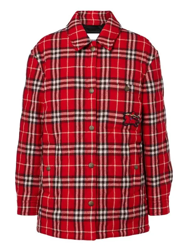 Burberry Check Wool Jacket - Red