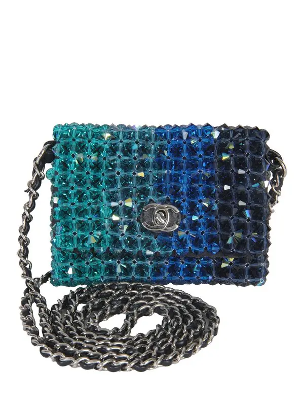 Chanel Ombre Beaded Micro Clutch On Chain - Blue