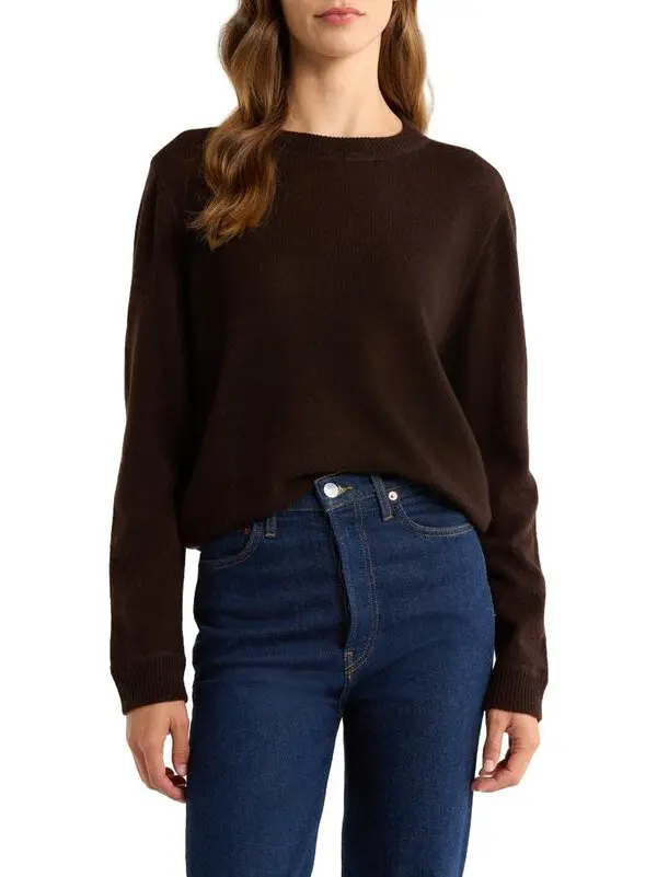 REFORMATION Cashmere Boyfriend Striped Sweater - Mole
