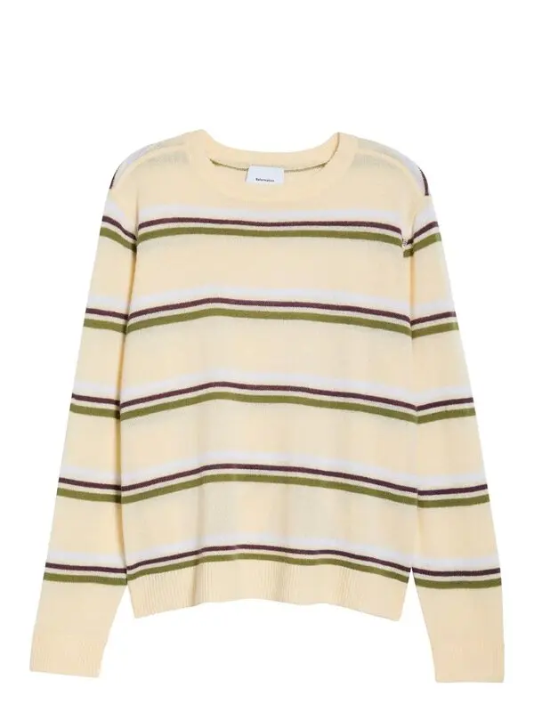 REFORMATION Cashmere Boyfriend Striped Sweater - Parmesan Pear Multi Stripe