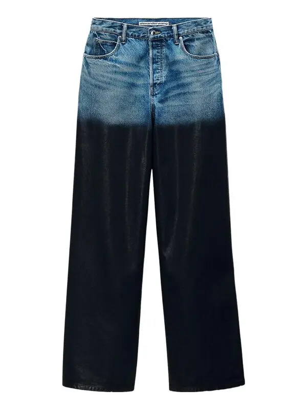 Alexander Wang Partial Coating Surge Low Rise Wide Leg Jean - Blue