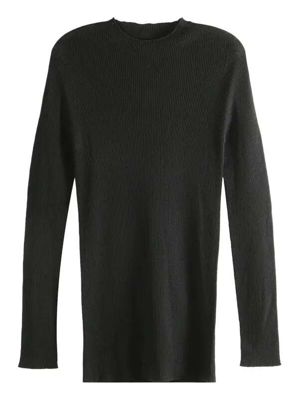 Rick Owens Ribbed Round Neck Top - Black