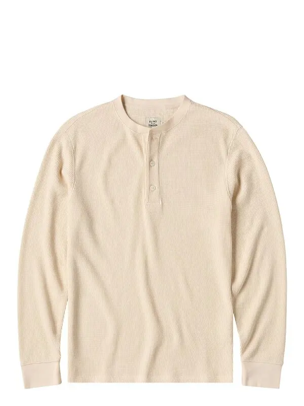 THE ELDER STATESMAN Waffle Thermal Henley - Cream