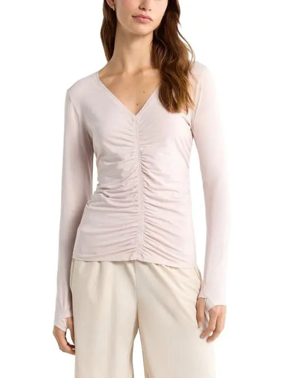 Zella Ruched Long-sleeve T-shirt - Pink Hush