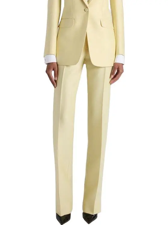 TOM FORD High-waisted Wool & Silk Radzimir Straight Leg Pants - Pale Lemon