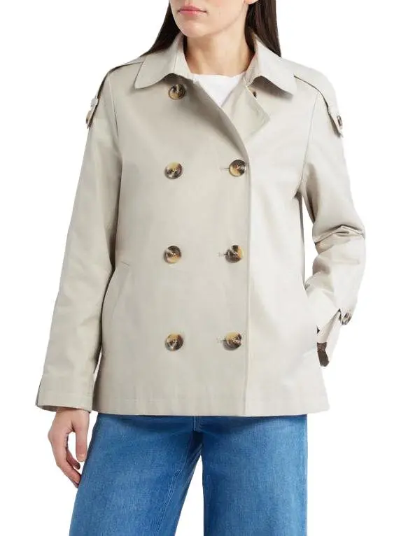 Sam Edelman Double-breasted Water Repellent Swing Jacket - Birch