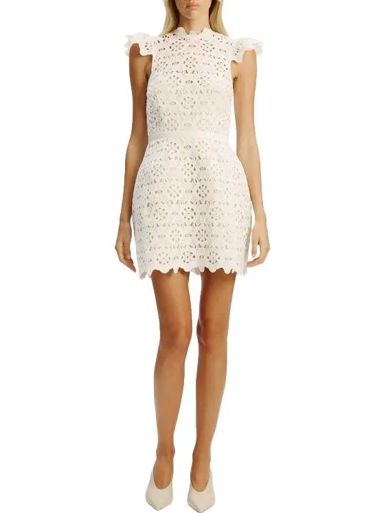 Bardot Rowen Lace Mini Dress - Orchid White