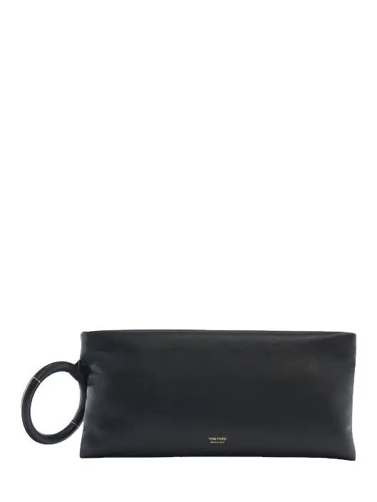 TOM FORD T-ring Leather Clutch - Naa Black