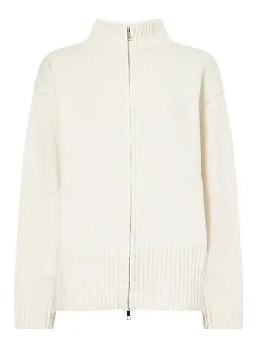 PRETTY LAVISH Claudia Zipped Knitted Cardigan - Cream