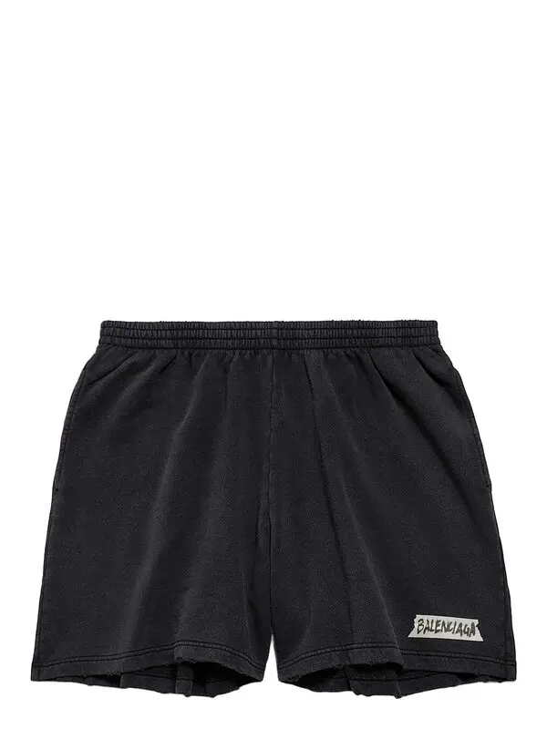 Balenciaga Masking Tape Dry Fleece Shorts - Black