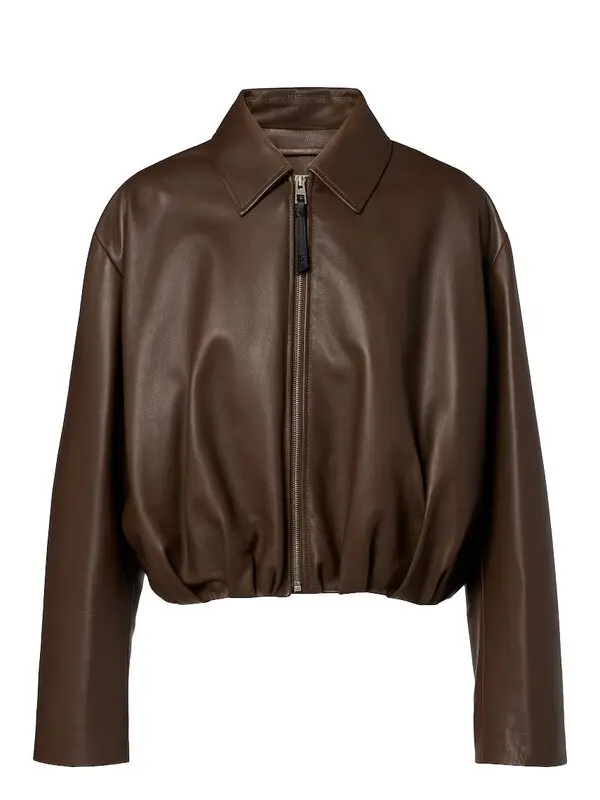 Loewe Draped Leather Jacket - Brown