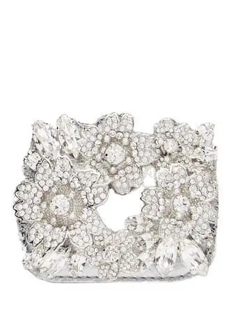 ROGER VIVIER Efflorescence Mini Metallic Leather Clutch - Silver