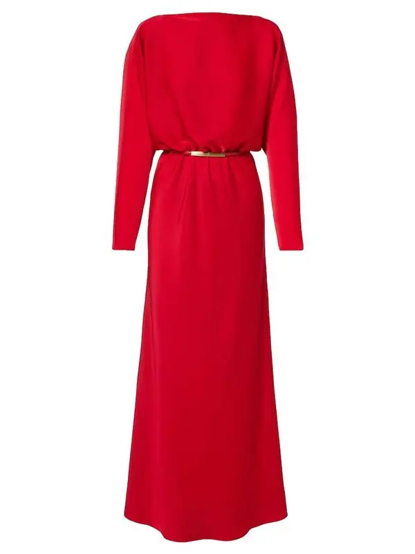 Max Mara Draped Satin Gown - Red