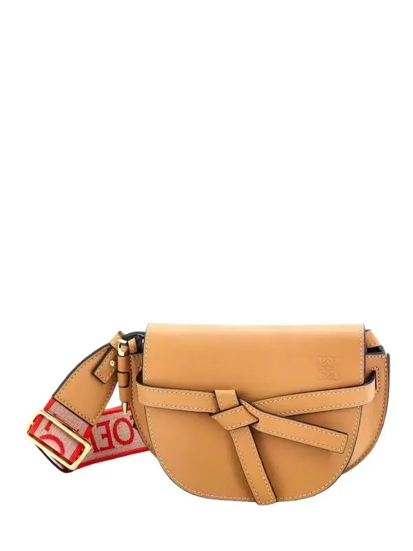 Loewe Gate Dual Mini Leather Crossbody Bag - Brown