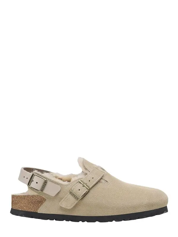 BIRKENSTOCK Tokio Shearling Suede Clogs - Taupe