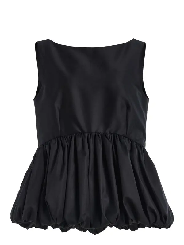 RÓHE Wool Peplum Top - Black