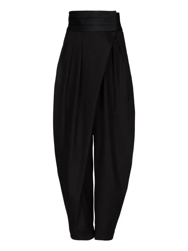 Alaïa Tuxedo Round Wool Trousers - Black